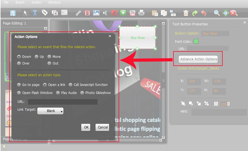 How to add text button on flash flip shopping catalog? [FlipBuilder.com]